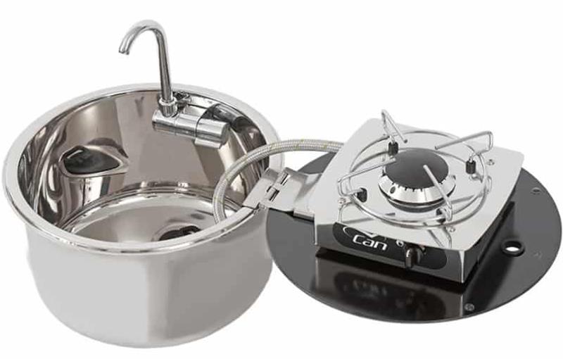 CAN Foldy Hob & Sink Unit with Glass Lid 350mm (1 Burner / Manual ...