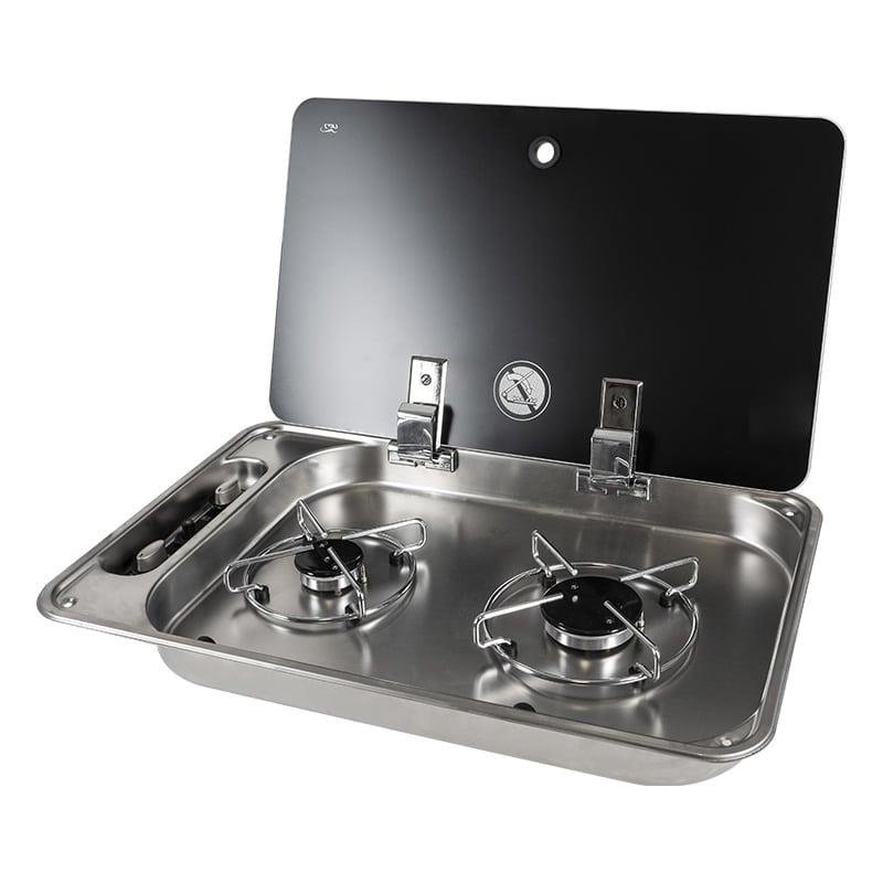 CAN Hoodiny Hob Unit 530 x 340mm (Glass Lid / 2 Burners / 12V) | Can ...