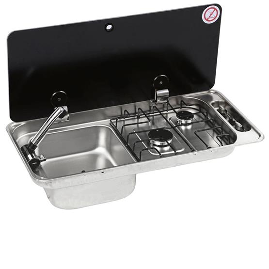 CAN Randi Hob & LH Sink 716 x 340mm (Single Glass Lid / 2 Burners ...
