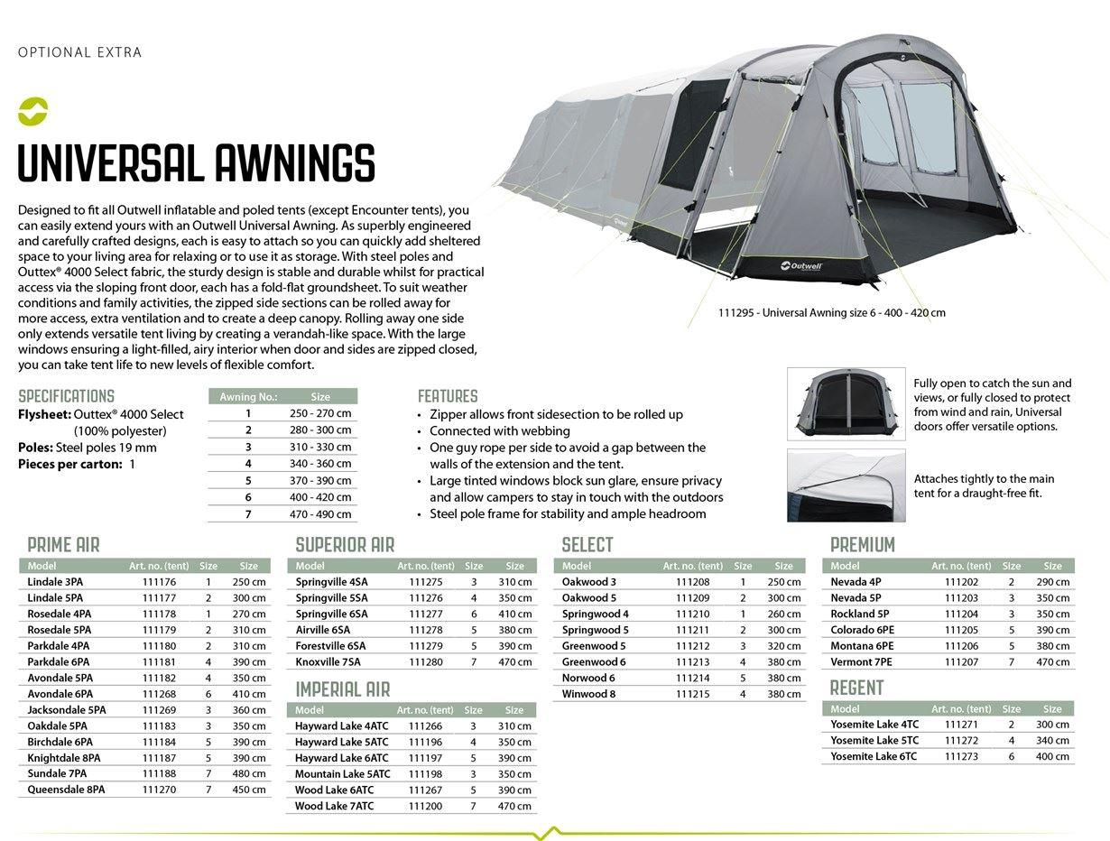 Outwell Tent Universal Awning Size 4 | Outwell Driveaway Awnings ...