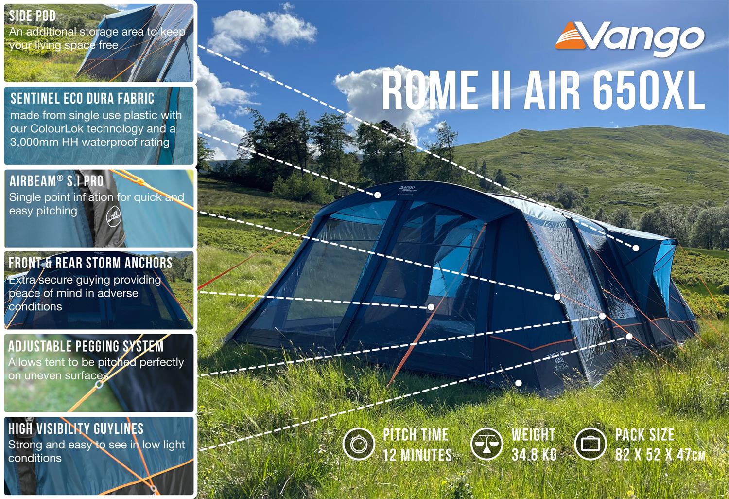 Vango Rome Air 650XL Family Tent Package (2023) | Vango Tents ...