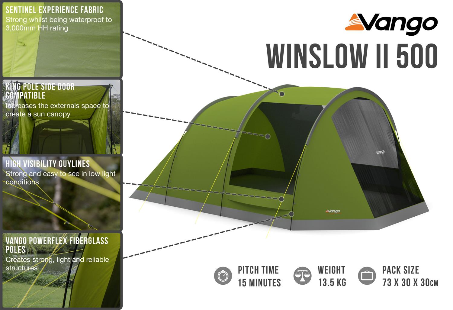 Vango Winslow II 500 Tent (Herbal) | Vango Tents | Leisureshopdirect