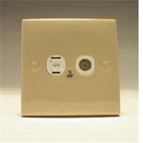 Square 2 Pin and Coaxial Socket Beige | 2 Pin Sockets | Leisureshopdirect