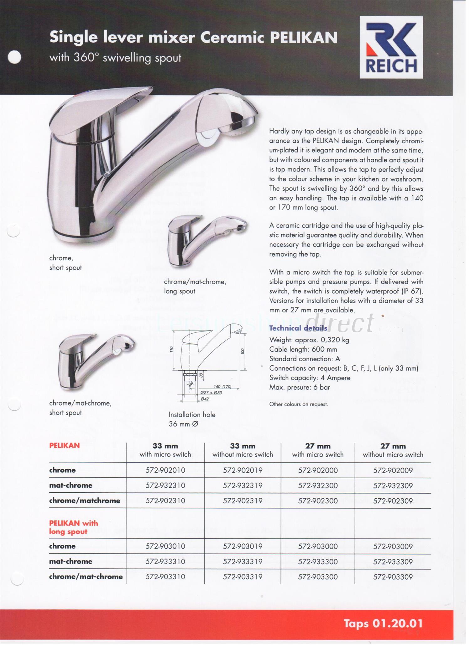 Reich Pelikan Single Mixer Tap Chrome | Reich Single-lever-mixer ...