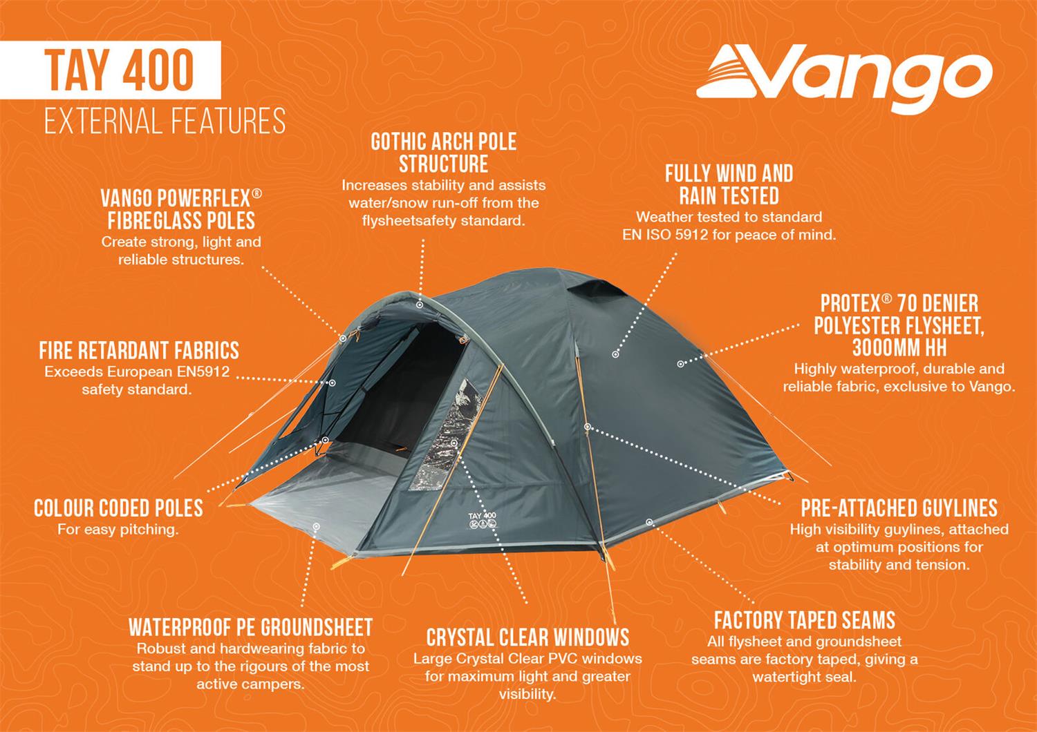 Vango Tay Poled Tent, 300 (3 Man)