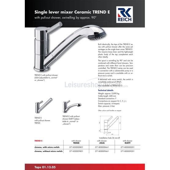 Reich Trend E Shower Tap with Duett Head | Reich Single-lever-mixer ...