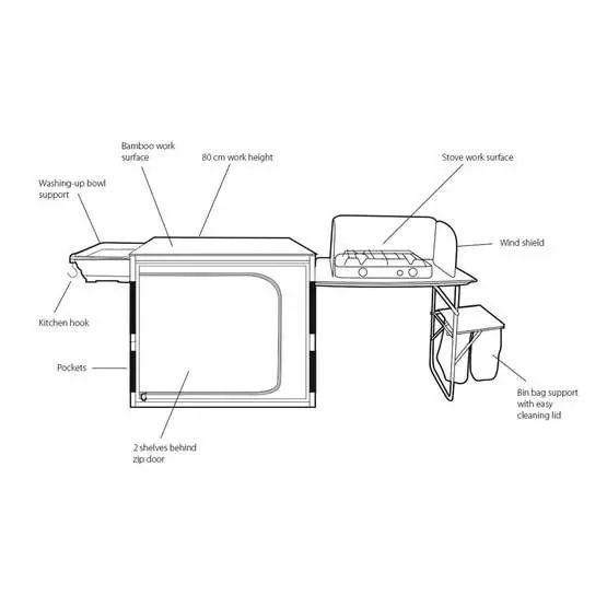Outwell Padres Kitchen Table with side unit | Camp kitchens ...