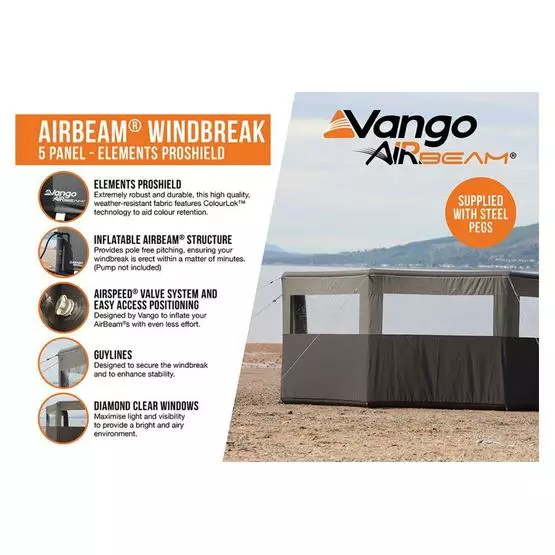 Vango Sentinel Airbeam Windbreak - 5 Panel (Elements Proshield ...